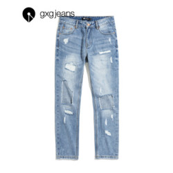 【省134.1元】gxg.jeans JY105023E 男士水洗破洞修身型牛仔裤 *3件多少钱-什么值得买