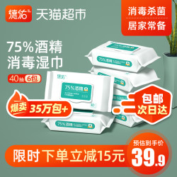 德佑75%度酒精消毒湿巾大包家用 儿童擦手卫生杀菌湿纸巾40抽*6包多少钱-什么值得买