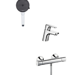 【省300元】汉斯格雅花洒_Hansgrohe 汉斯格雅 境雨系列 26551407+13123007手持花洒套装 120圆形两件套（不含面盆 ...