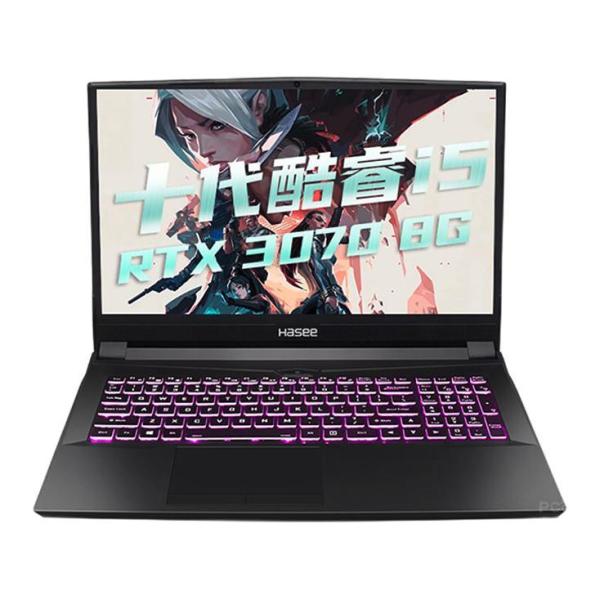 Hasee 神舟 战神 TX9-CA5DA 16.1英寸 游戏本 黑色(酷睿i5-10400、RTX 3070 8G、8GB、512GB ...