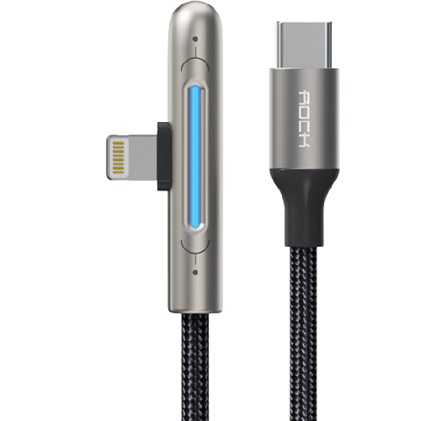 ROCK 洛克 RCB0811 Type-C转Lightning 20W 数据线 铝合金+编织线 2.0m 弯头 黑色+ RCB0741 ...