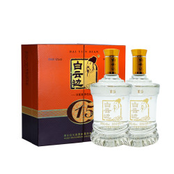 白云边白酒_白云边 十五年15年陈酿42度450ml高度白酒浓酱兼香型固态发酵送礼整箱 礼盒装（一盒/2瓶）多少钱-什么值得买