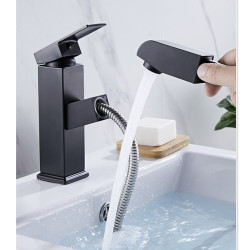 一卫龙头_YWEEL 一卫 99442 抽拉面盆龙头 黑色方形多少钱-什么值得买