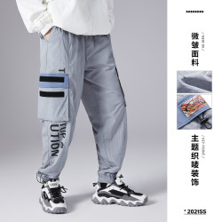 卡宾男裤_Cabbeen 卡宾 2022年秋冬潮牌男款裤子微皱锦纶面料男士休闲裤工装裤男裤多少钱-什么值得买