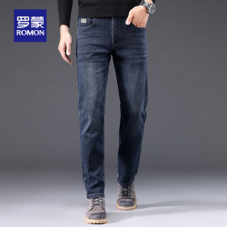 【省82.4元】罗蒙男裤_ROMON 罗蒙 男士牛仔裤2022秋冬厚款潮流时尚百搭休闲裤弹力中青年长裤男多少钱-什么值得买