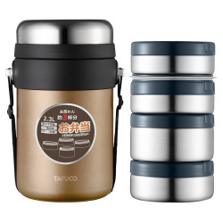 【省339.4元】泰福高保温杯_TAFUCO 泰福高 T6250 四层保温饭盒 2.3L 胡桃棕多少钱-什么值得买