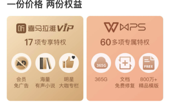 文娱会员服务_喜马拉雅VIP年卡+WPS超级会员年卡 联合会员-什么值得买
