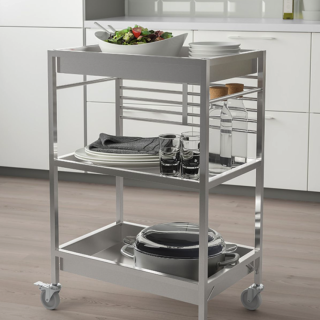 IKEA 宜家 KUNGSFORS康福斯 IKEA00000473 厨房置物手推车 3层 60*40*90cm 白色 含S形挂钩【报价 价格 ...