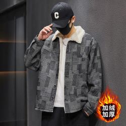 唐狮男上装_TONLION 唐狮 格纹拼接冬季新款外套男保暖锁温仿羊羔绒夹克男多少钱-什么值得买