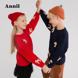 安奈儿亲子装_Annil 安奈儿 男女童秋冬圆领毛衣加厚针织衫套头保暖EM144514多少钱-什么值得买