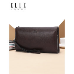 【省200元】ELLE HOMME男士手包_ELLE HOMME 男士手包 头层鹿皮拉链钱包大容量手拿包时尚男包05350啡色多少钱-什么值得买