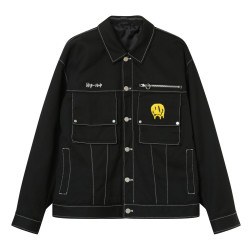 【省30元】卡宾男上装_Cabbeen 卡宾 男装黑色明线夹克绣花章仔潮流宽松外套H多少钱-什么值得买