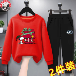 史努比亲子装_SNOOPY 史努比 男女童套装春秋新款薄款中大童洋气套头卫衣卫裤休闲套装多少钱-什么值得买