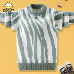 叮当猫亲子装_DDCat 叮当猫 BY叮当猫男童套头毛衣针织衫秋冬季加绒加厚男孩圆领打底衫中大童多少钱-什么值得买