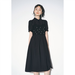 【省52元】诗篇女上装_PSALTER 诗篇 女装2022夏季新款收腰显瘦针织拼接小黑裙a字连衣裙多少钱-什么值得买