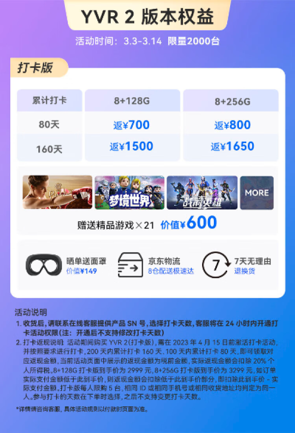 【省1650元】YVRVR设备_YVR 2 8GB+256GB VR一体机多少钱-什么值得买