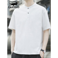 【省38.2元】卡帝乐鳄鱼男上装_CARTELO 卡帝乐鳄鱼 短袖男夏季潮牌T恤男休闲白色t恤衣服男士POLO打底衫 白色 XL多少钱-什么值得买