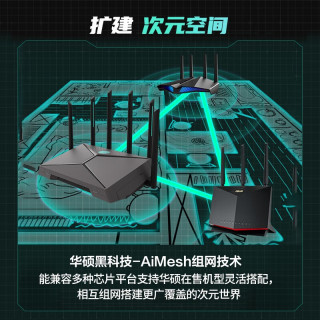ASUS 华硕 天选 TX-AX6000 双频6000M 家用千兆Mesh无线路由器 Wi-Fi 6 黑色 单个装【报价 价格 评测 怎么样 ...
