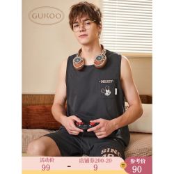 【省30元】果壳家居睡衣_GUKOO 果壳 睡衣男可外穿套装男士睡衣家居服无袖男士背心 石墨灰 L多少钱-什么值得买