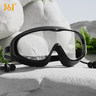 361°泳镜女士防雾成人大框游泳镜男士游泳装备眼镜防水高清通用潜水镜 黑色（耳塞一体式）【报价 价格 评测 怎么样】 -什么值得买
