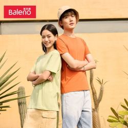 班尼路男裤_Baleno 班尼路 2023新款100%纯棉多巴胺穿搭休闲运动透气T恤男女情侣款多少钱-什么值得买