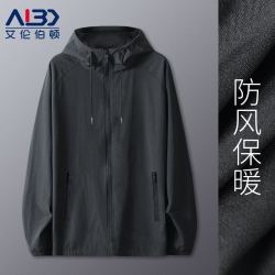 艾伦伯顿运动夹克_Alen Botun 艾伦伯顿 运动风衣外套男春季休闲连帽工装夹克春秋防风速干宽松跑步服饰 工装版-黑色 XL多少钱-什么值得买