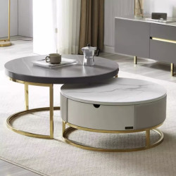 【省2269.75元】全友茶几_QuanU 全友 670106 现代轻奢茶几 高圆茶几+矮圆茶几多少钱-什么值得买