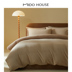 【省86.9元】铭都家居床品件套_MIDO HOUSE 铭都家居 牛奶绒双面拼色法兰绒床上四件套 浅卡其 1.5m 床单款多少钱-什么值得买