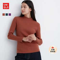 优衣库女上装_UNIQLO 优衣库 女装罗纹高领T恤(长袖打底衫小高领秋冬新款) 460295多少钱-什么值得买