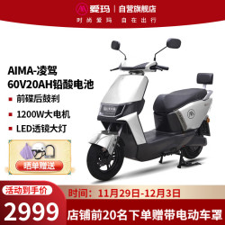 爱玛摩托车整车_AIMA 爱玛 电动车60V20AH长续航轻便电动摩托车电瓶车 凌架憧憬白多少钱-什么值得买