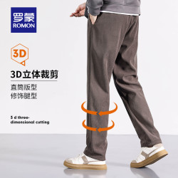 【省231元】罗蒙男裤_ROMON 罗蒙 男士休闲裤秋冬新款抽绳腰保暖直筒裤子男多少钱-什么值得买