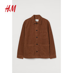 H&M男士夹克_H&M 男装夹克灯芯绒美式复古棉质直筒衬衫外套0978439 棕色004 175/100A多少钱-什么值得买