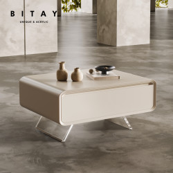 【省540元】BITAY客厅家具_BITAY 亚克力悬浮茶几客厅家用设计师极简小户型边几实木轻奢高级感角几多少钱-什么值得买