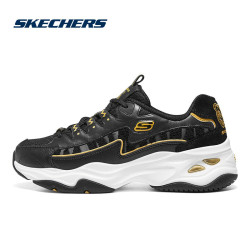 【省120元】斯凯奇休闲运动鞋_SKECHERS 斯凯奇 经典熊猫鞋女增高运动鞋休闲鞋减震舒适复古老爹鞋 896069-BKGD 黑色/金色 ...