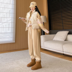 【省90元】bazaar red女裤_BAZAAR RED 绵绵加绒空气裤女秋冬款加厚保暖纯色宽松哈伦气球裤多少钱-什么值得买