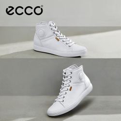 【省100元】爱步女士单鞋_ecco 爱步 休闲鞋 2023年软面时尚高帮鞋简约百搭 柔酷7号女鞋 430023 白色43002301007 ...