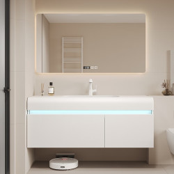 京舰卫浴用品_京舰 新款肤感一体盆洗脸盆柜卫浴室柜组合池 90智能方镜/肤感一体盆多少钱-什么值得买