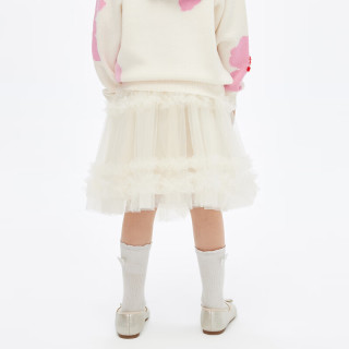 little MO&Co.little moco童装24春装女童蓬松网纱甜酷半身短裙KBD1SKTT01 米杏色 110/53【报价 价格 评测 怎么样】 -什么值得买