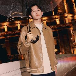 卡宾男外套_Cabbeen 卡宾 男式PU夹克2023年新款秋装宽松外套街头机车服多少钱-什么值得买