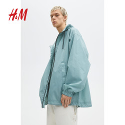H&M男外套_H&M HM男装2023冬季新款重磅大廓形质感防风外套街头风夹克1049299多少钱-什么值得买