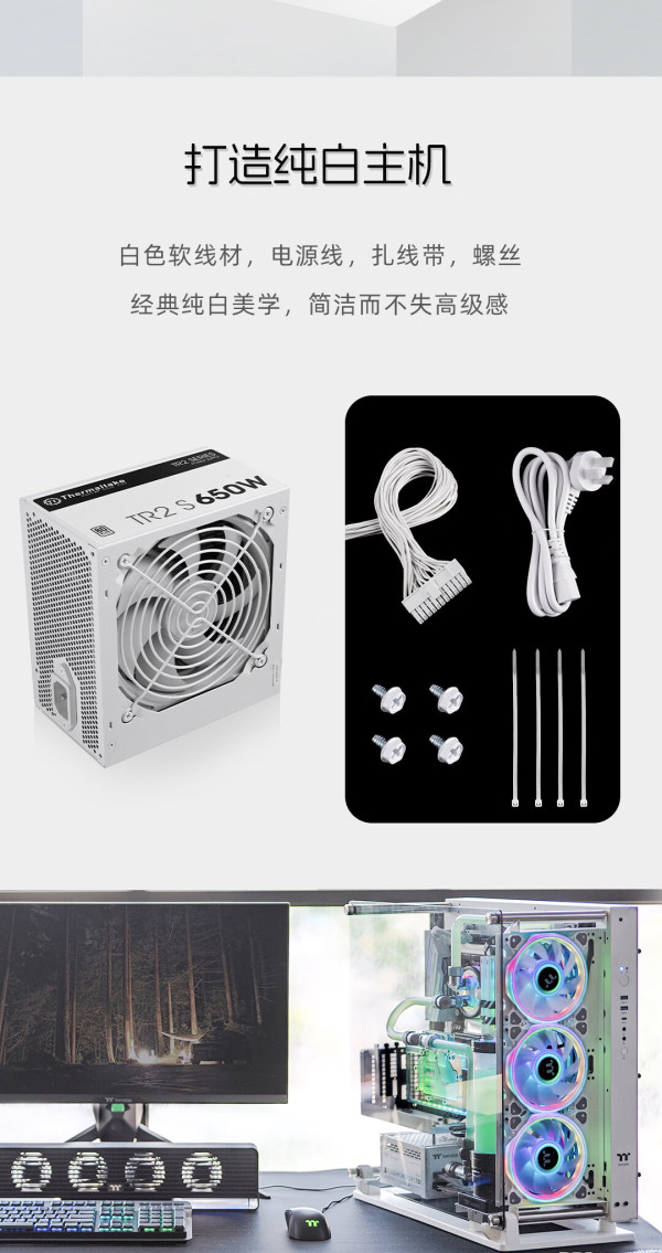 Thermaltake（Tt）额定650W TR2 S 650 电脑电源 白色（80PLUS认证/主动式PFC/智能温控风扇/支持背线）【报价 ...