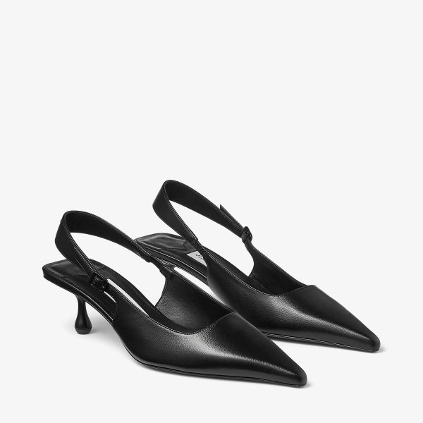 周仰杰女士跟鞋 Jimmy Choo 周仰杰 Amel 50 黑色皮革露跟高跟鞋多少钱 什么值得买