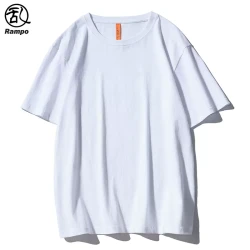 乱步男士T恤_Rampo 乱步 200g纯棉t恤男夏季宽松白色短袖男款纯白打底衫半袖黑色纯色上衣多少钱-什么值得买