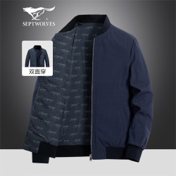 【省80元】七匹狼男外套_SEPTWOLVES 七匹狼 男士双面夹克衫春季新款商务休闲棒球领外套男装上衣多少钱-什么值得买