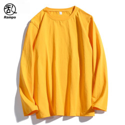 乱步男上装_Rampo 乱步 220G重磅纯棉纯色长袖t恤男宽松圆领全棉内搭打底衫上衣服潮男装多少钱-什么值得买