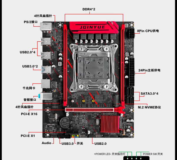 精粤X99M-H D3/D4主板2011-3针主板CPU套装游戏E5 2666V3 2696V3 精粤X99M-D D3主板 搭配E5 ...