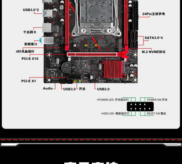 精粤X99M-H D3/D4主板2011-3针主板CPU套装游戏E5 2666V3 2696V3 精粤X99M-D D3主板 搭配E5 ...