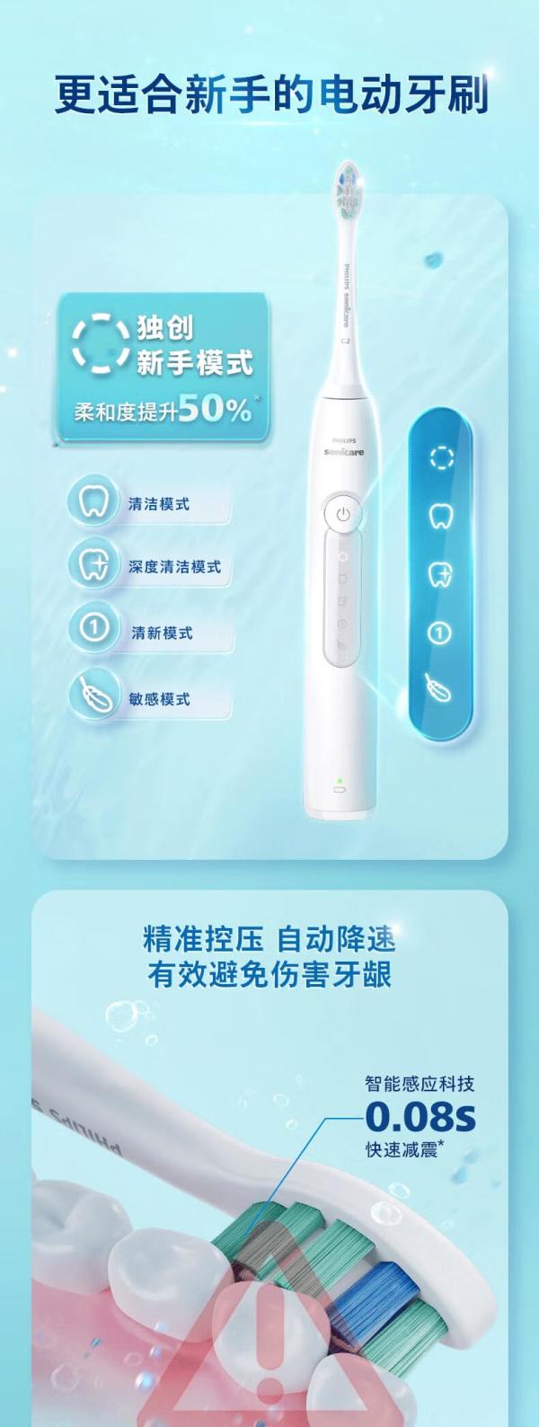【省252元】飞利浦洁牙用具_PHILIPS 飞利浦 钻石3系列 HX5181/02 电动牙刷 星云蓝 刷头*2多少钱-什么值得买