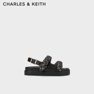 CHARLES&KEITH24春季露趾绑带平底沙滩凉鞋SL1-71720110 Black黑色 36【报价 价格 评测 怎么样】 -什么值得买