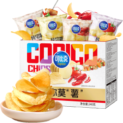 可比克膨化食品_copico 可比克 翻牌专享可比克纯切薯片多口味组合装12g*20包聚会休闲零食礼盒多少钱-什么值得买